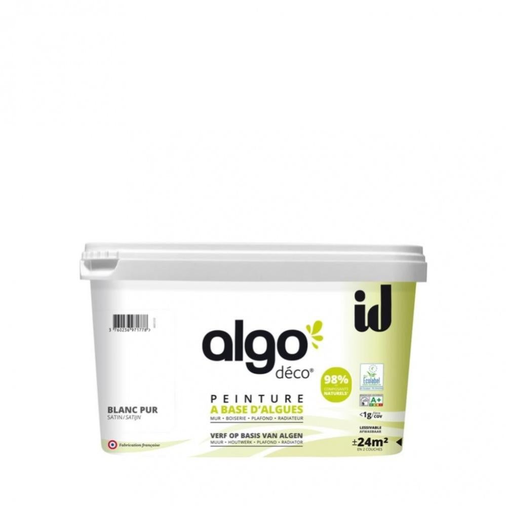 Pintura multisoporte ID Algo blanco puro satinado, 2 l | Leroy Merlin