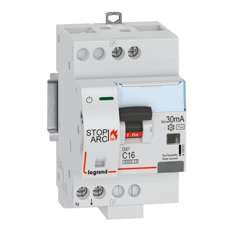 Disjoncteur différentiel DX_ STOP ARC 6000 - 1P+N 230V~ - 16A typeAC 30mA - courbe C - 3 modules ...