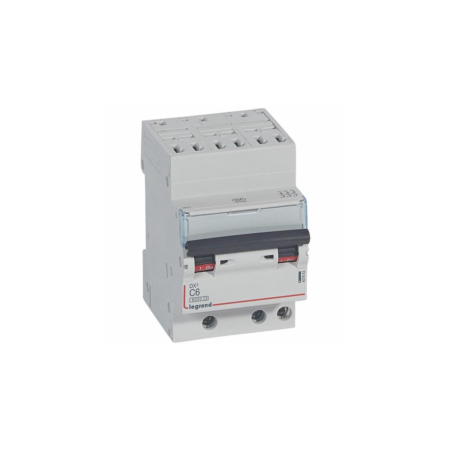 407843 Disjoncteur tripolaire 6A - 3P Courbe C - 6/10kA - Automatique ...