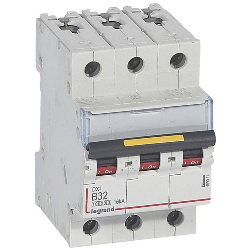 Disjoncteur DX_ 10000 - 16kA - 3P 400V~ - 32A - courbe B - 3 modules | Leroy Merlin