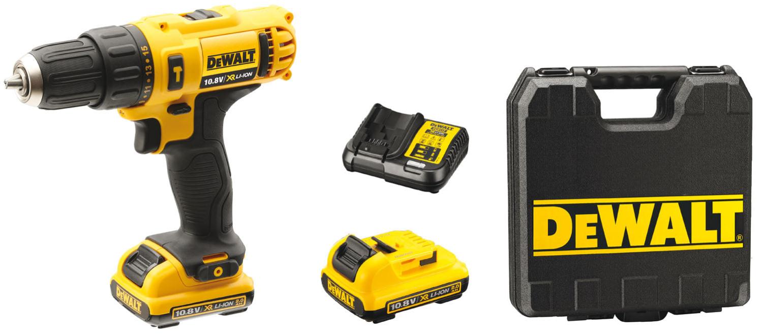 DeWalt DCD716D2-QW DCD716D2-QW-Taladro Percutor XR 10,8V 10mm 30Nm con 2 baterías Li-Ion 2,0Ah y ...