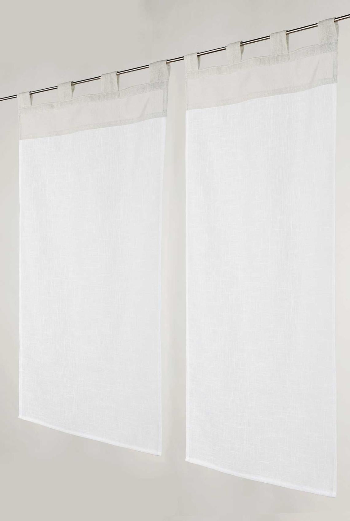 Paire de Vitrages Voile Aspect Lin - Gris souris - 70x160cm - Polyester ...