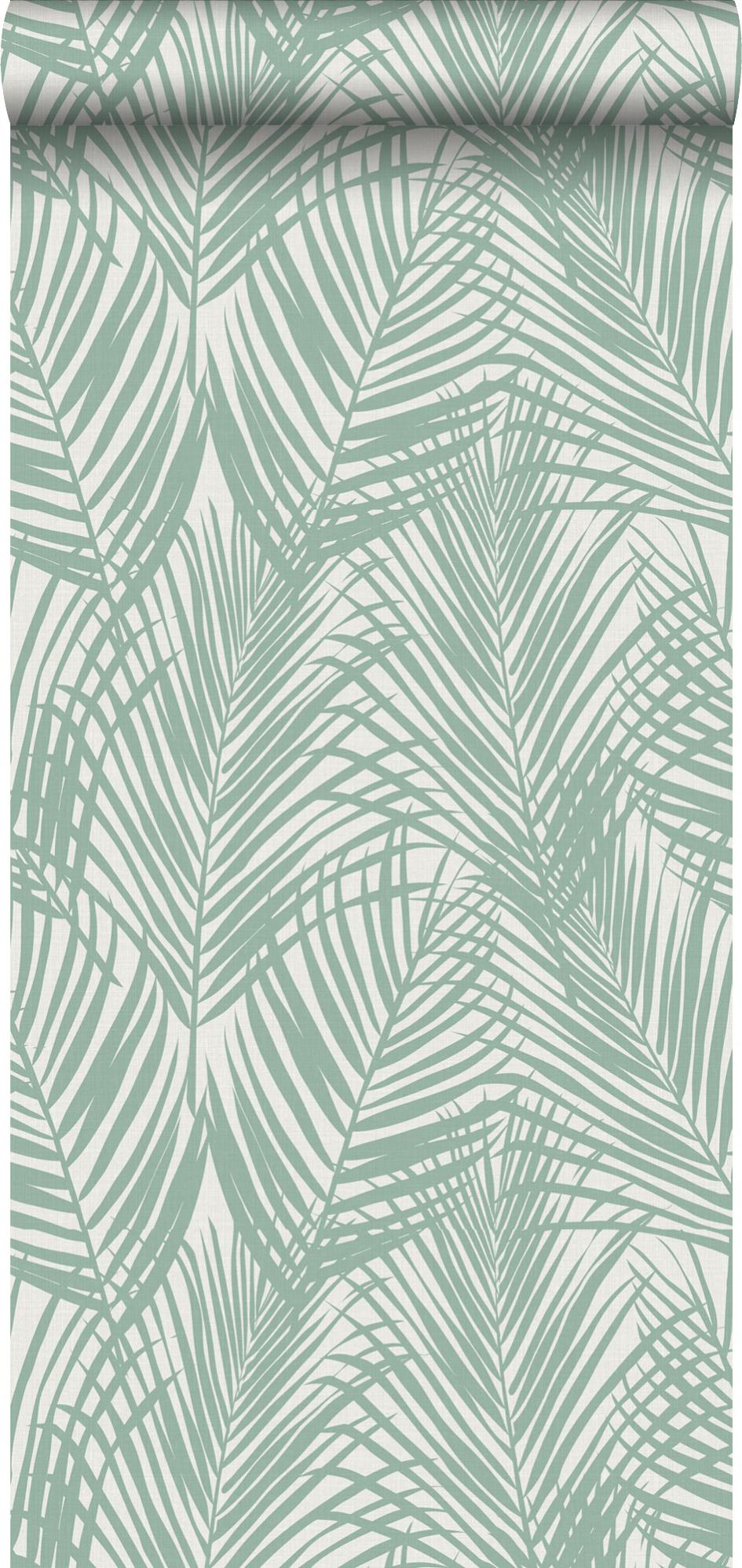 Papel pintado hojas de palmera menta verde - 0,53 x 10,05 m - ESTAhome ...