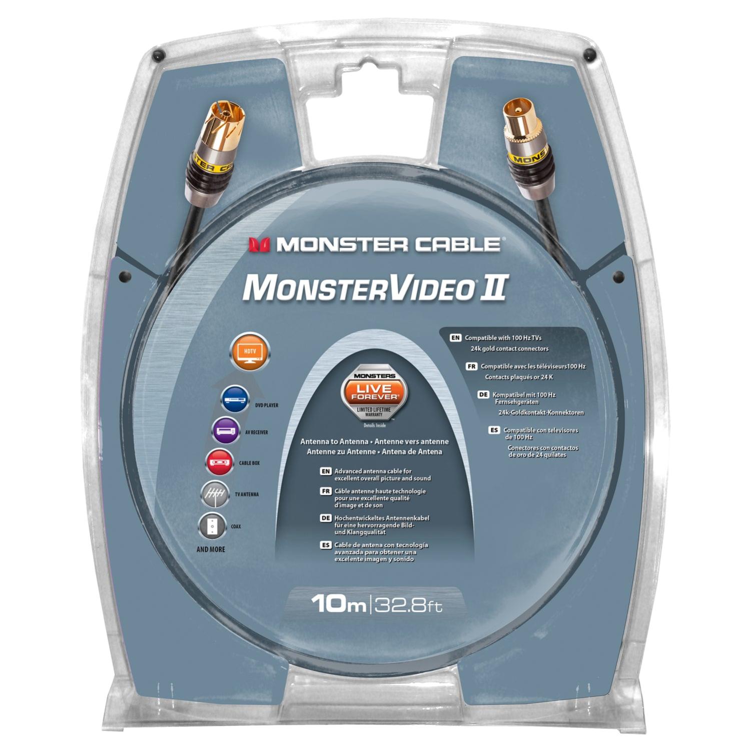 Câble d'Antenne Coaxial Monster 10 mètres - Téléviseurs 100 Hz - Double ...