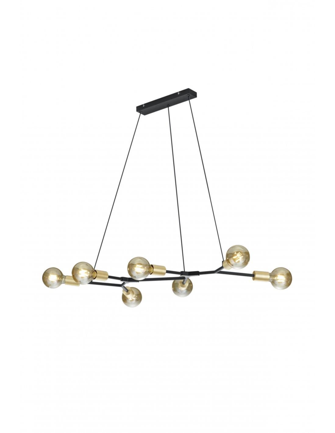 Lampadario Sospensione Minimal 7 Luci Cross Nero e Oro Trio Lighting ...