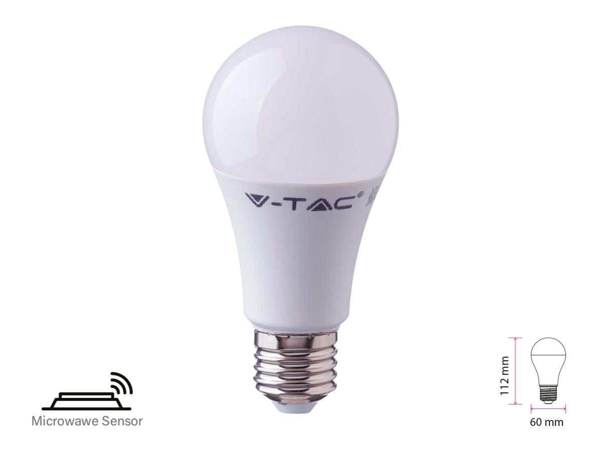LAMPA A LED E27 Con Sensore Micond 11W A60 RA80 Neutro 4000K Bulbo 1055 ...