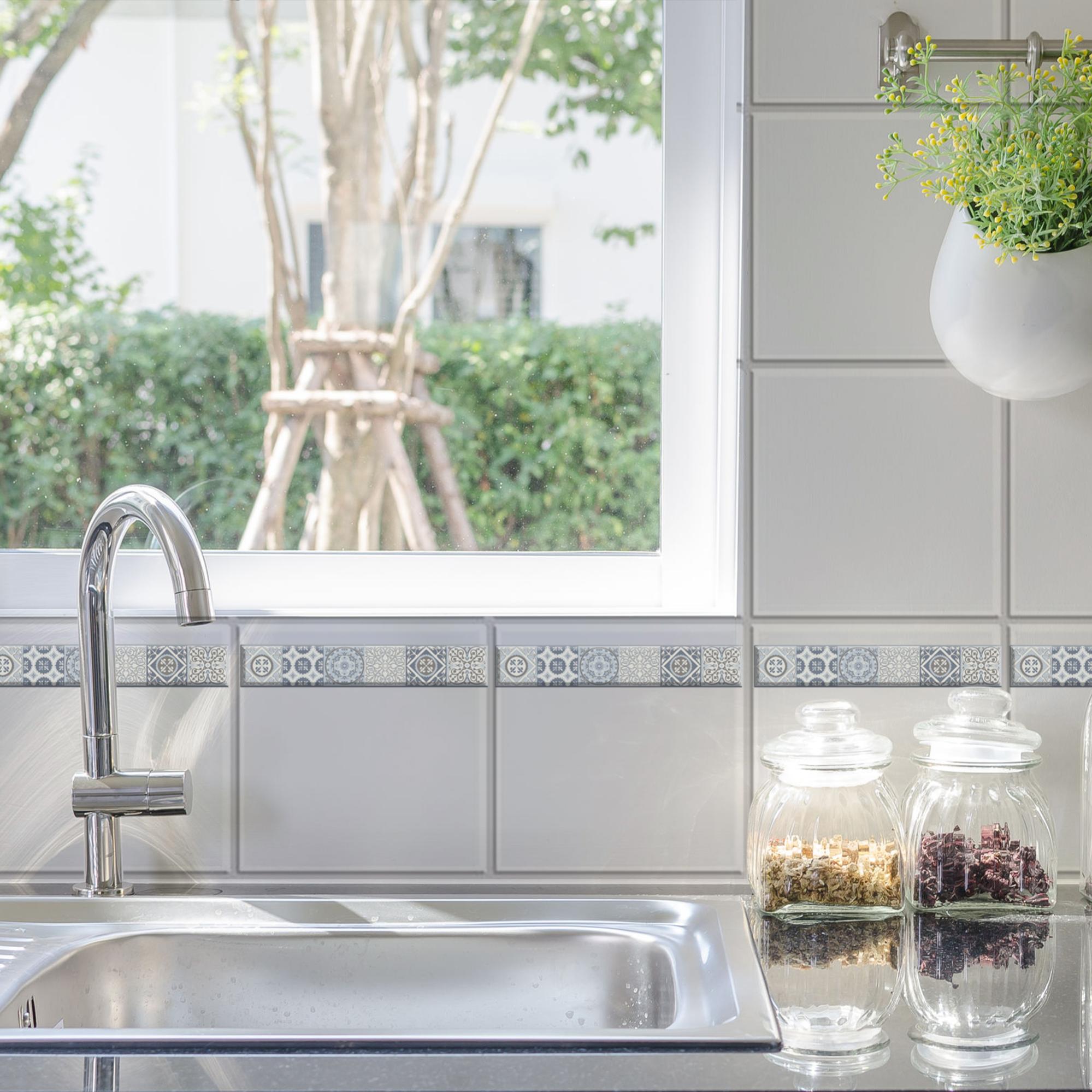 Adhesivo decorativo Listel 3D Relief Sticker, mini baldosas de cemento ...