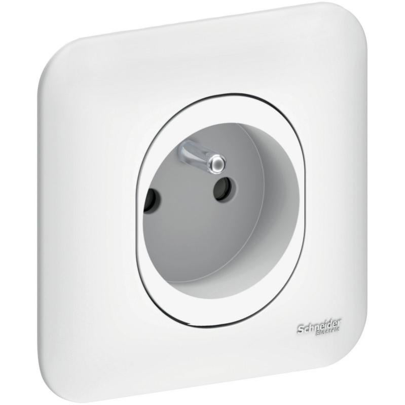 Prise de courant 2p+t - bornes a vis - blanc - a griffes - schneider ...
