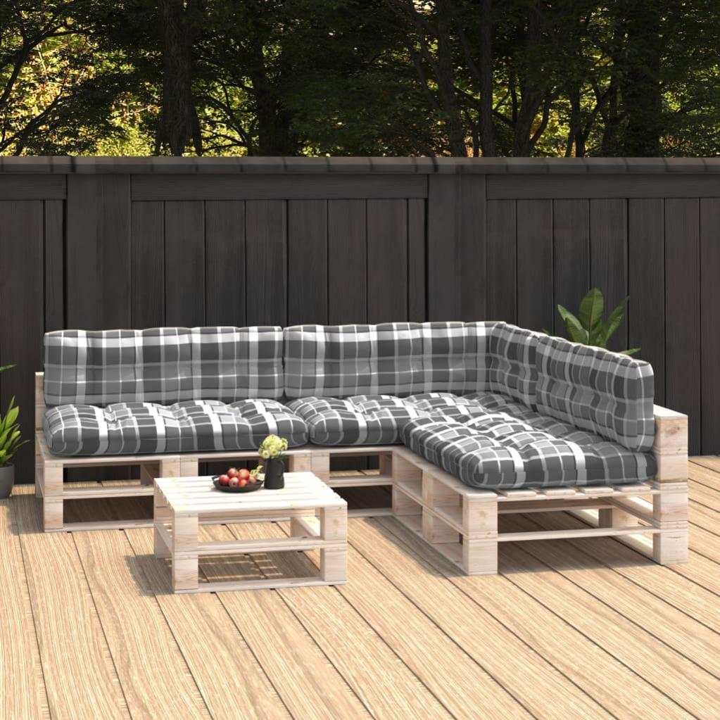 VidaXL Cuscini per Divano Pallet 7 pz Grigio Motivo a Quadri | Leroy Merlin