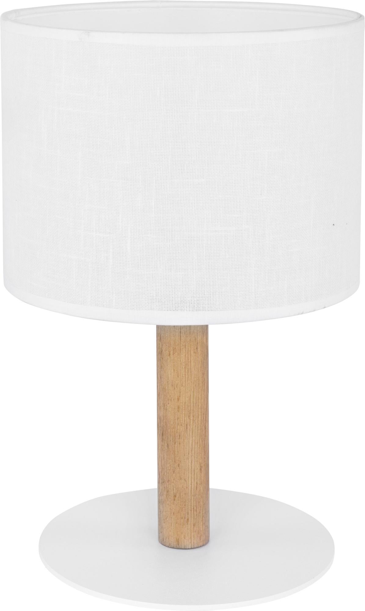 Lampe à poser en bois et tissu blanc – H33cm – 1xE27 – modèle DEVA de ...