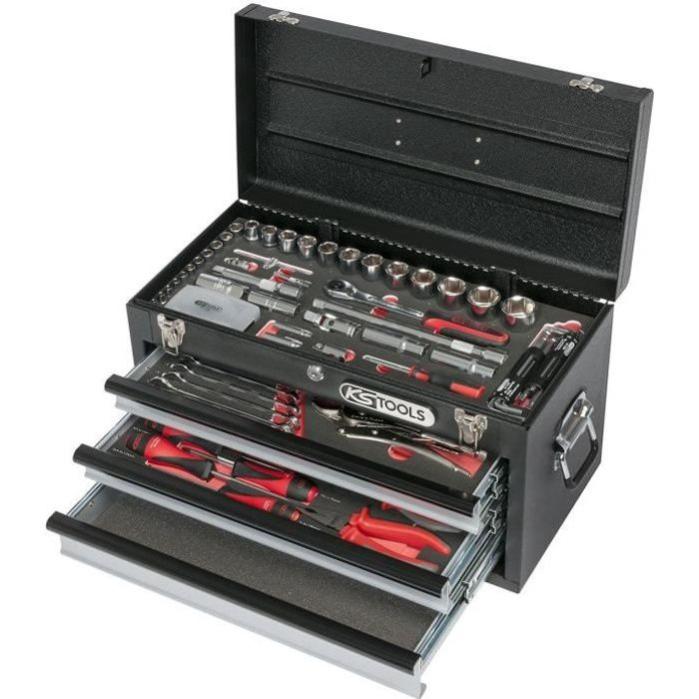 KS TOOLS Toolbox ULTIMATE dotato - 3 cassetti e vassoio - 114 pz ...