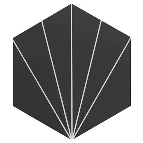 Azulejo pavimento hexagonal porcelánico Venus Black 28.5 x 33 cm (1 m2 ...