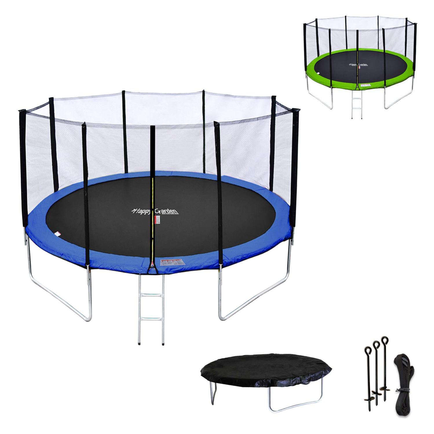 Premium Pack Trampolino 370cm reversibile blu/verde PERTH + rete, scala ...