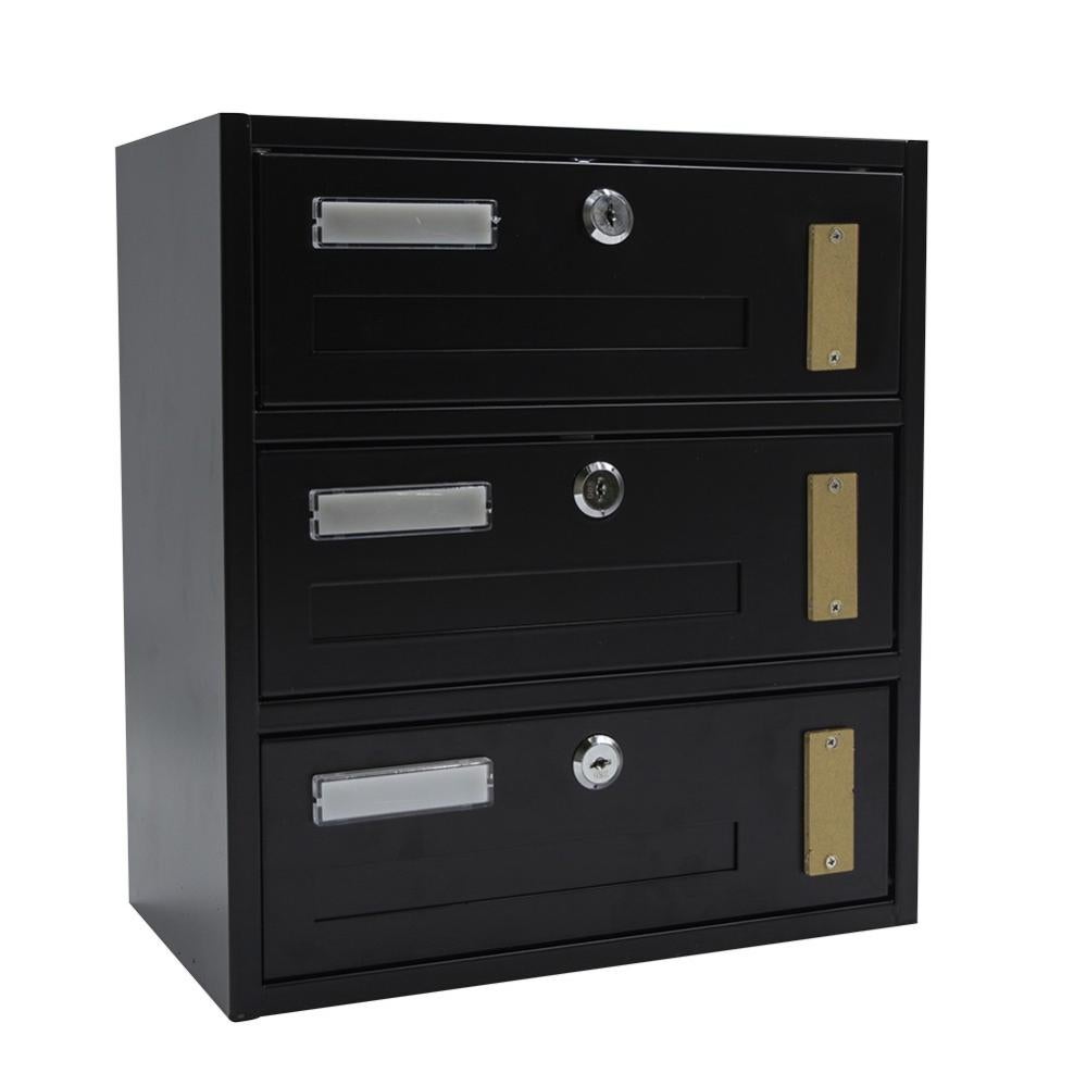 Cassetta Postale Condominiale 3 Posti Iron Black 30x32,5x17cm | Leroy ...
