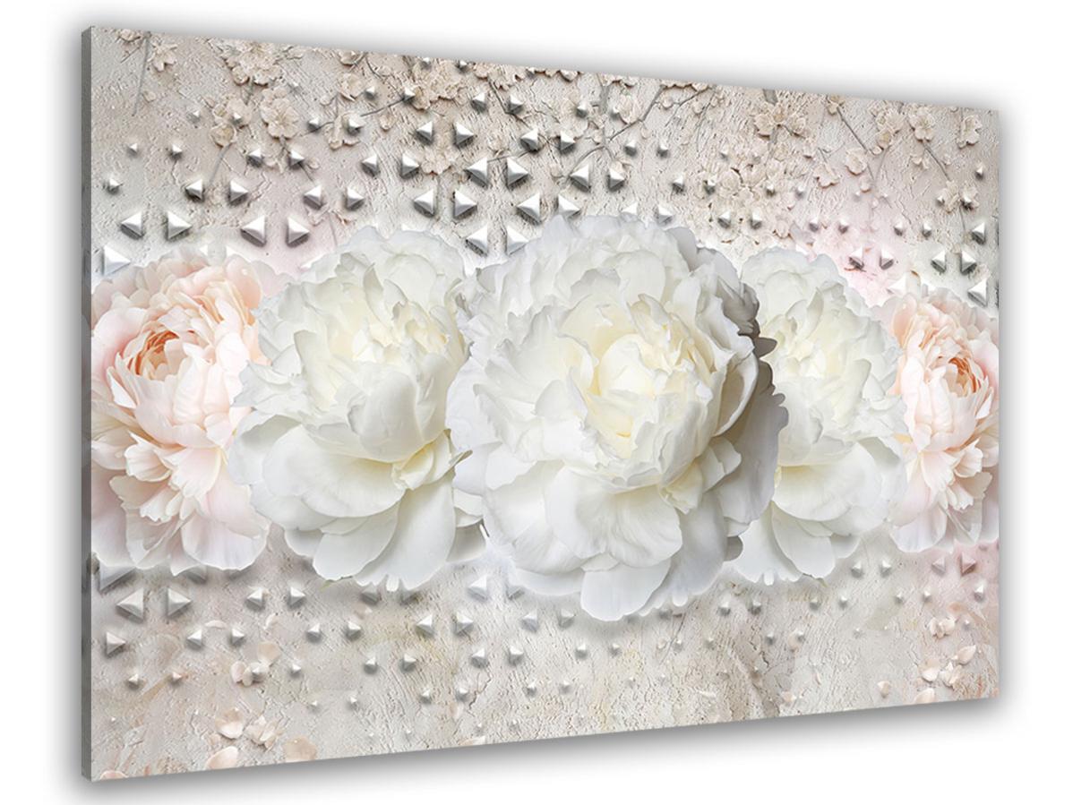 Cuadro flores rosas y diseño tachonado - 80x50 cm | Leroy Merlin