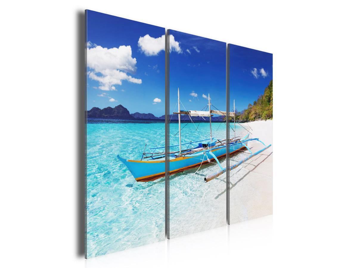 Tableau moderne, Tableau pirogue plage pattaya -thailande, 90x60cm ...