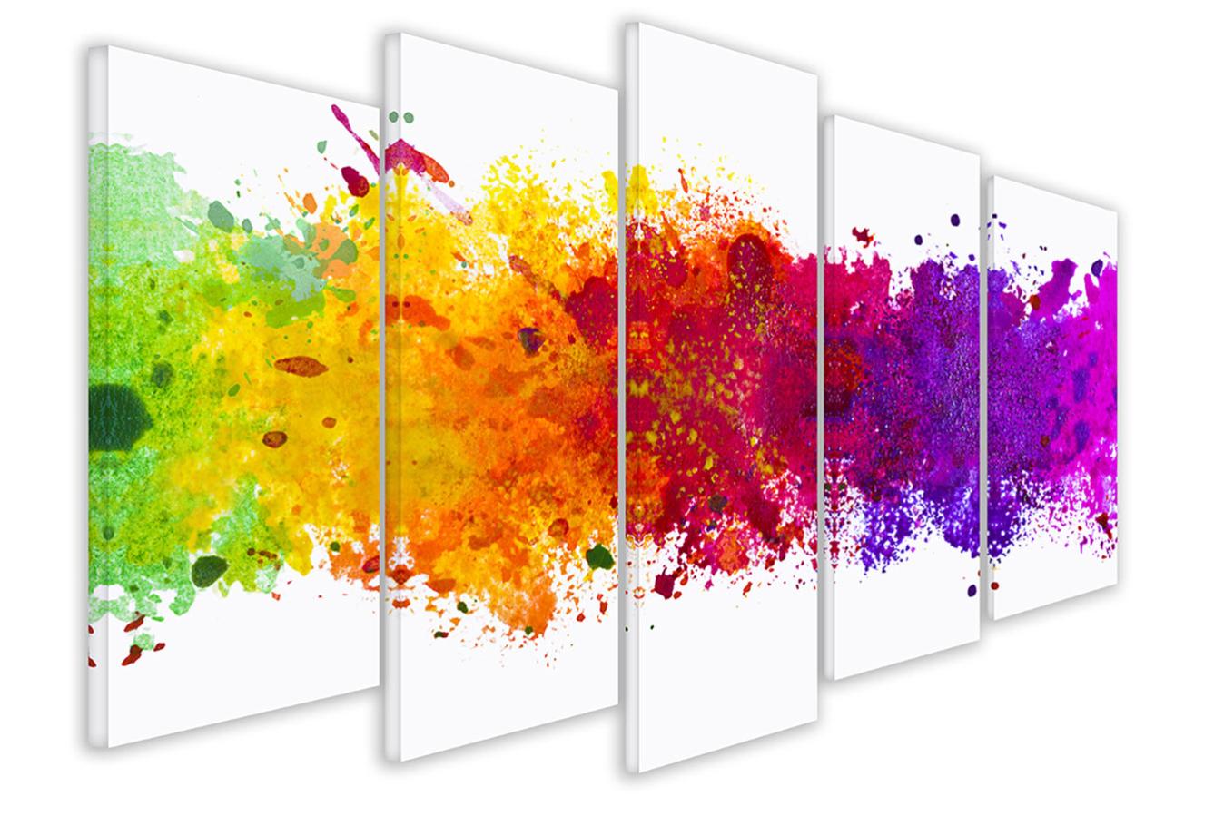 Tableau 5 parties abstrait watercolor splash - 150x80 cm | Leroy Merlin