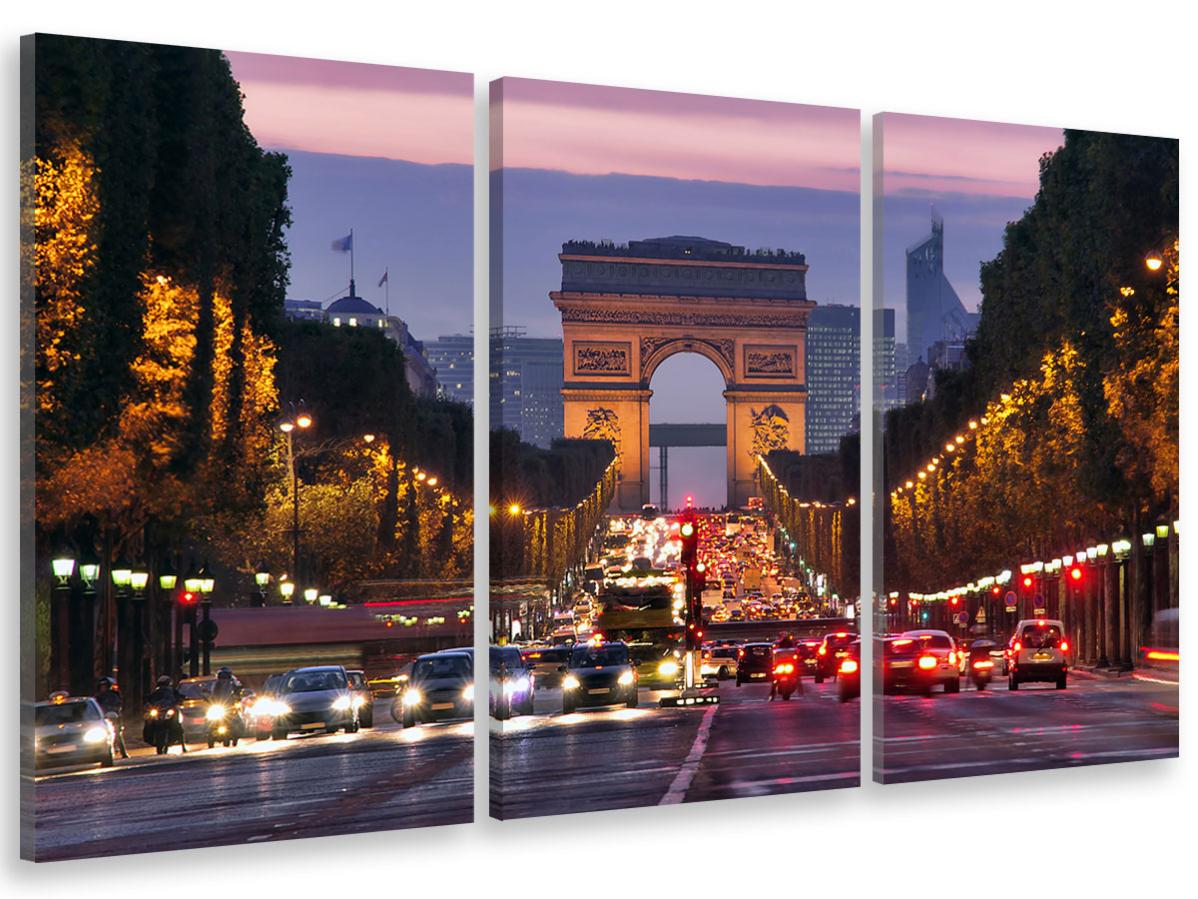 Tableau triptyque urbain perspective arc de triomphe - 90x60 cm | Leroy ...
