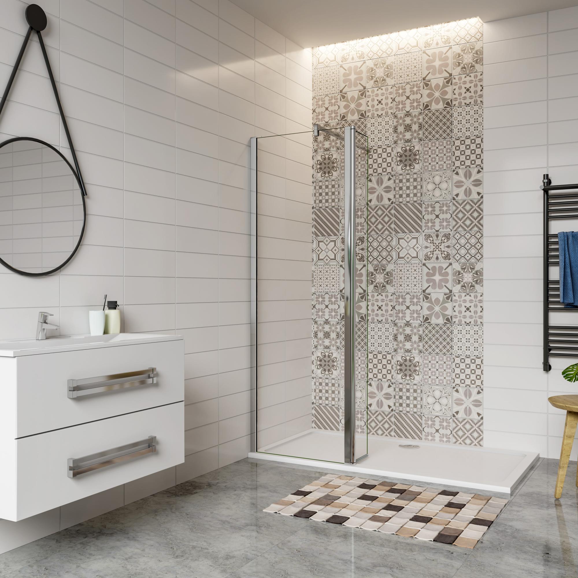 Aica Italy Walk In Parete Doccia 60x200cm Con Paretina Mobile Da 30cm ...