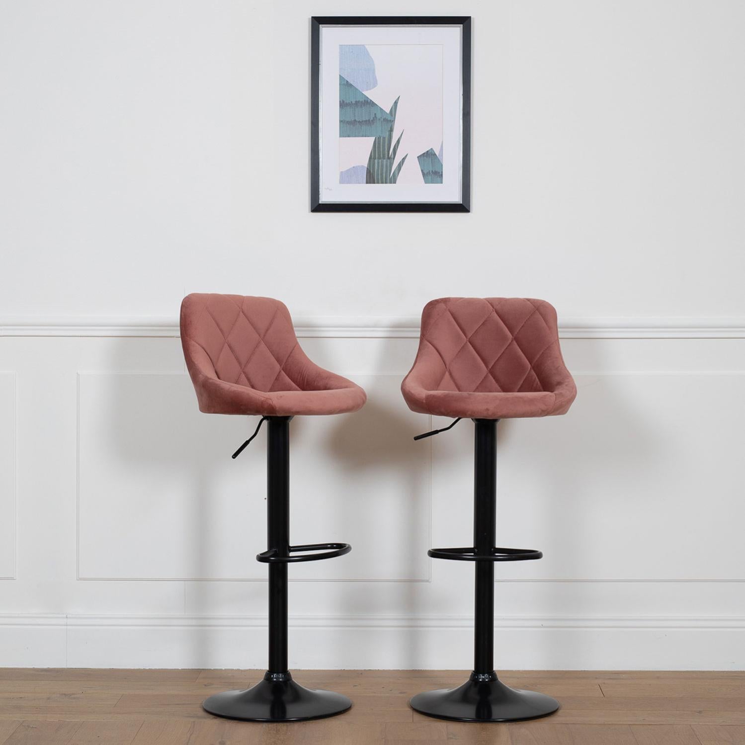 Set di 2 sgabelli da bar in velluto rosa ROBIN | Leroy Merlin