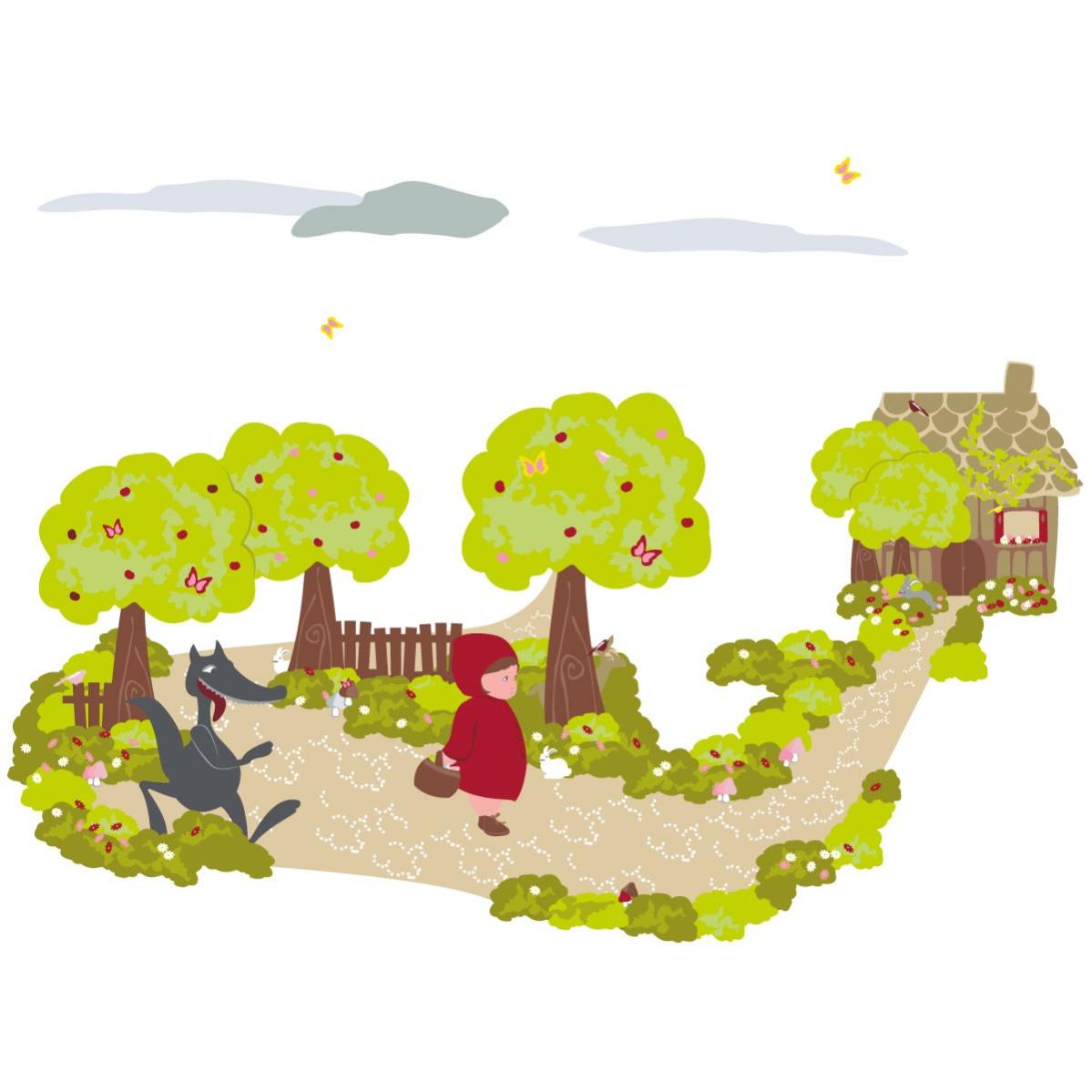 Sticker petit chaperon rouge multicolore 60x40 cm Lilipouce | Leroy Merlin