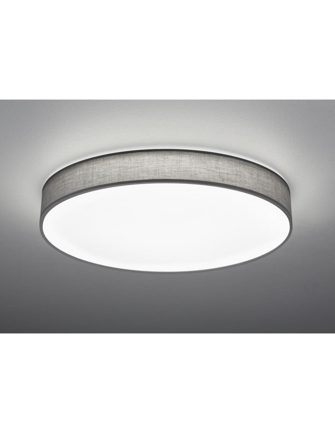 Plafón Led Grande Pantalla Tela Lugano Gris Ø75 cm Trio Lighting ...