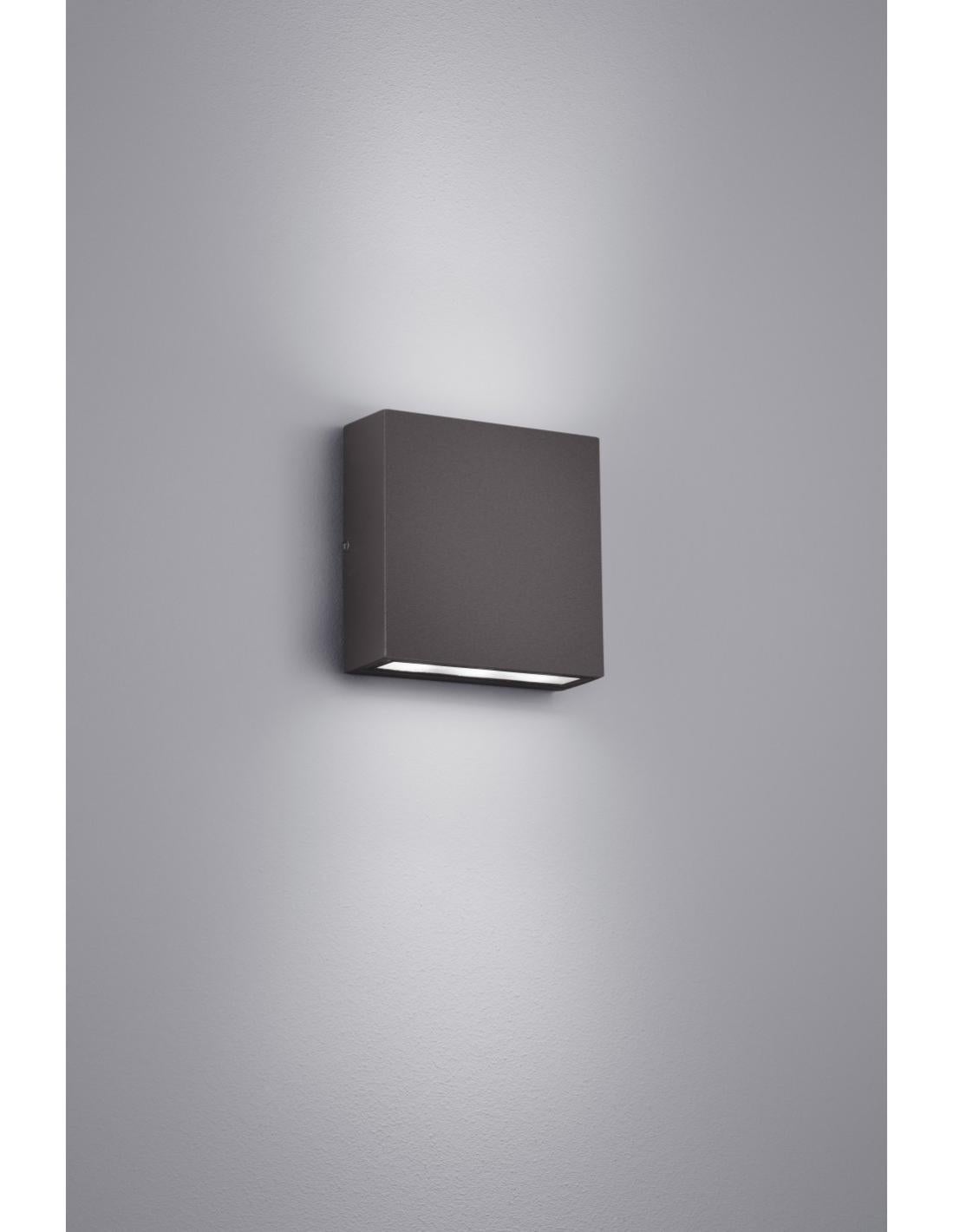 Thames Led Doble Emision Aplique Cuadrado IP54 Antracita 14x14 cm Trio ...