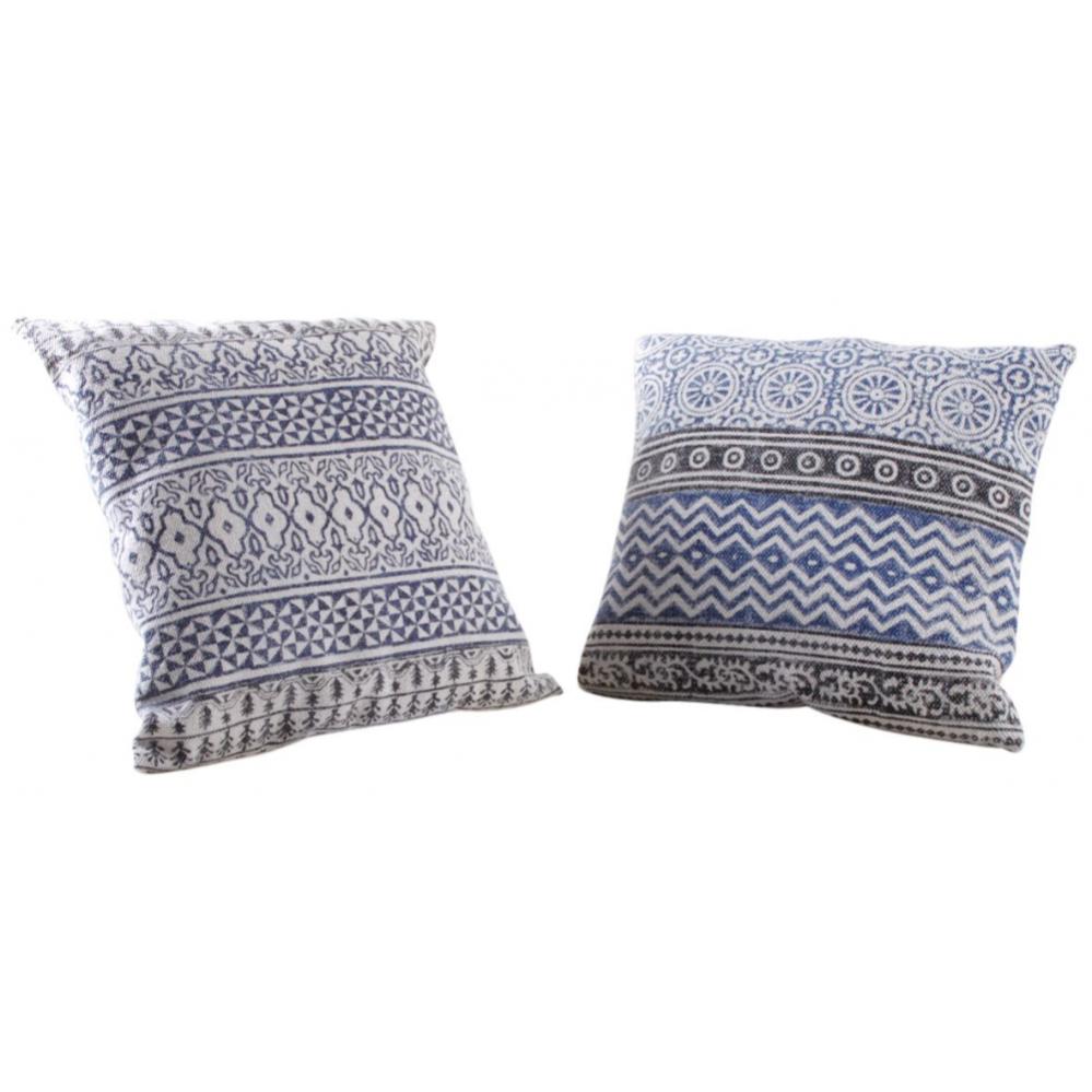 Coussin bleu et blanc en coton (Lot de 2) 50 x 50 cm Aubry Gaspard ...