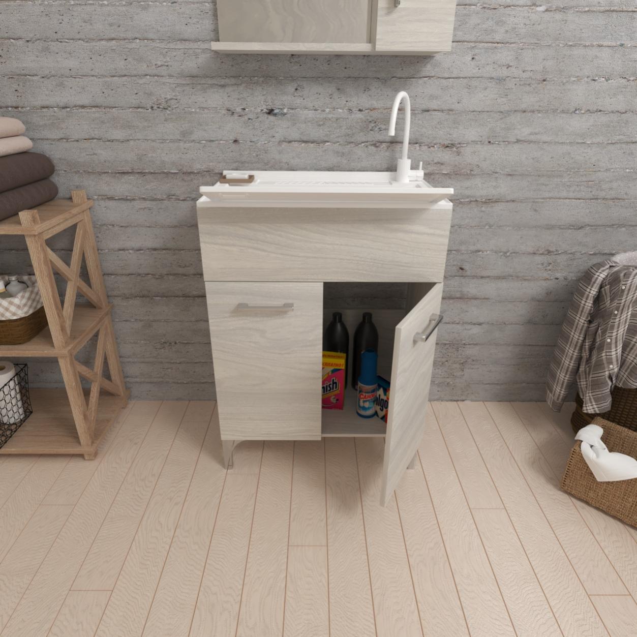 PILOZZA CON MOBILE 60X50 CON 2 ANTE E STROFINATOIO GRIGIO MEDIO | PRATICO | Leroy Merlin