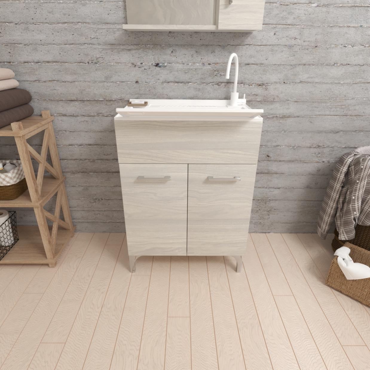 PILOZZA CON MOBILE 60X50 CON 2 ANTE E STROFINATOIO GRIGIO MEDIO | PRATICO | Leroy Merlin