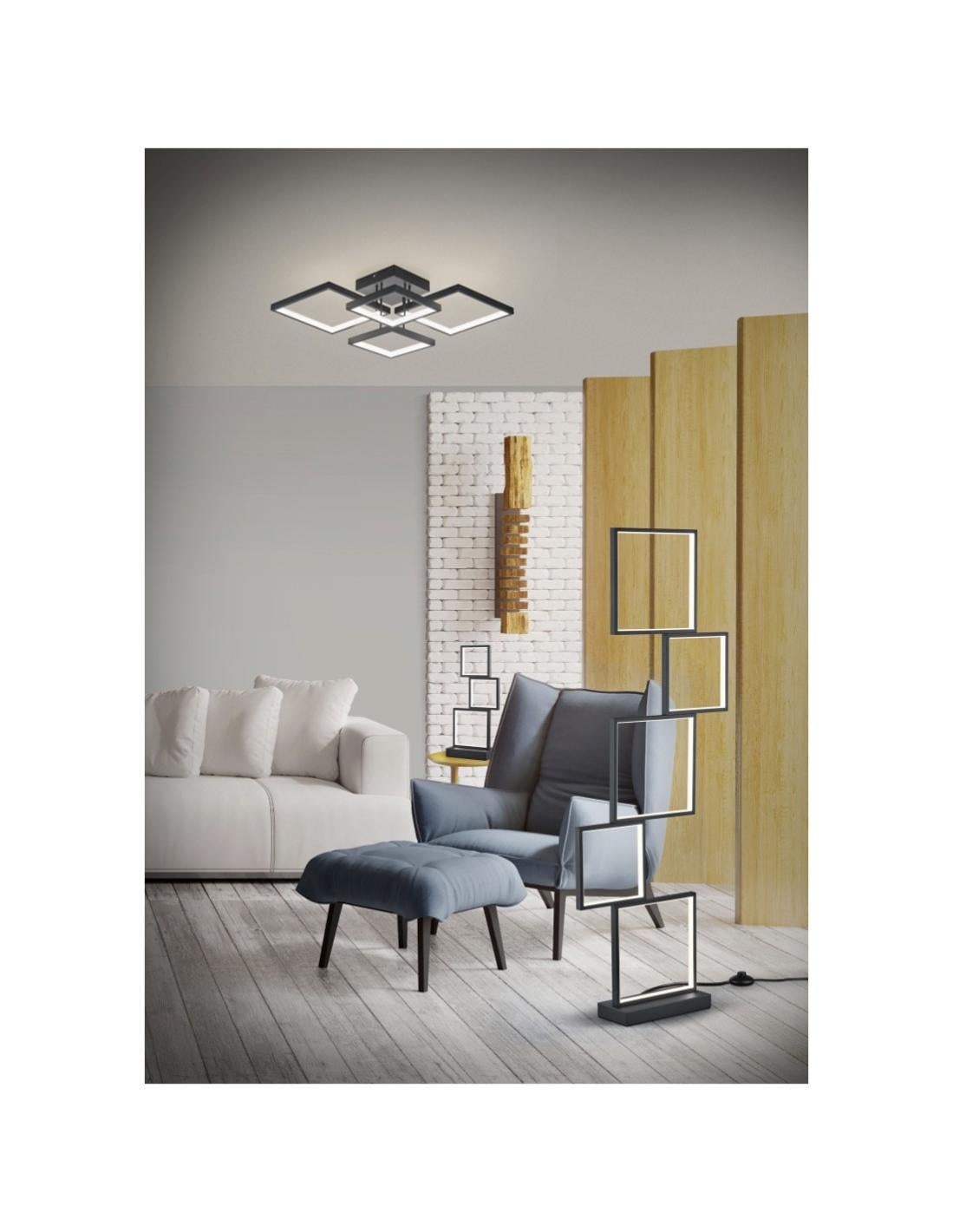 Plafoniera Led Sorrento 4 Quadrati 52x52 cm Nero Trio Lighting | Leroy ...