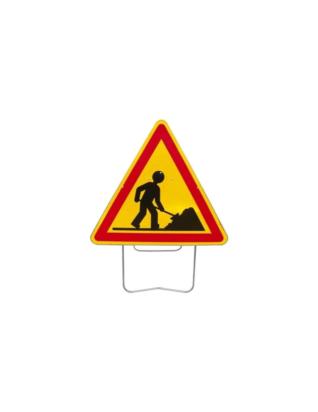 Panneau triangulaire de signalisation 1000 mm ci t1- ''chantier mobile ...