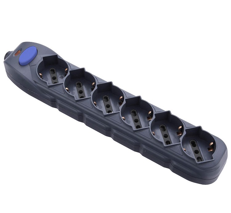 Multipresa 6p bip/sch+int. senza cavo nera fig.10 | Leroy Merlin