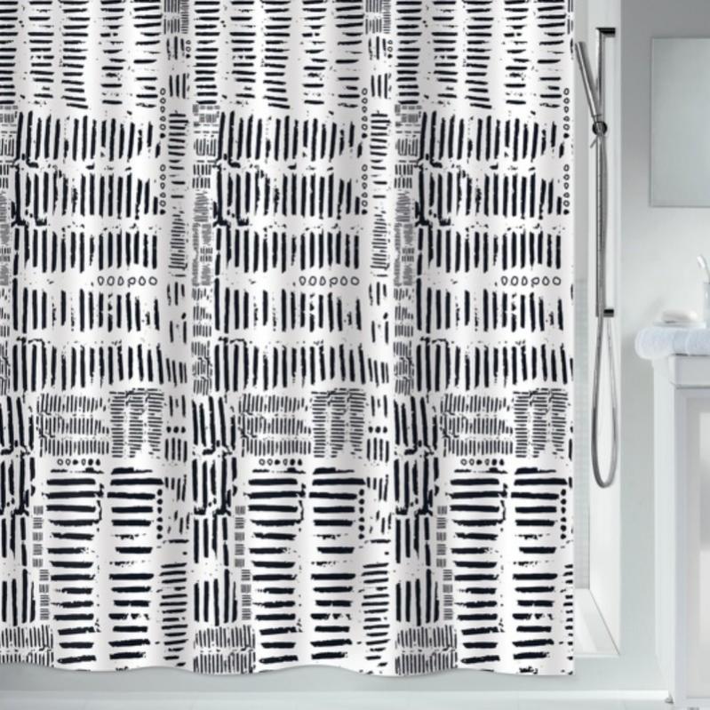 Rideau de douche Polyester CONNECTION 180x200cm Noir & Blanc Spirella ...