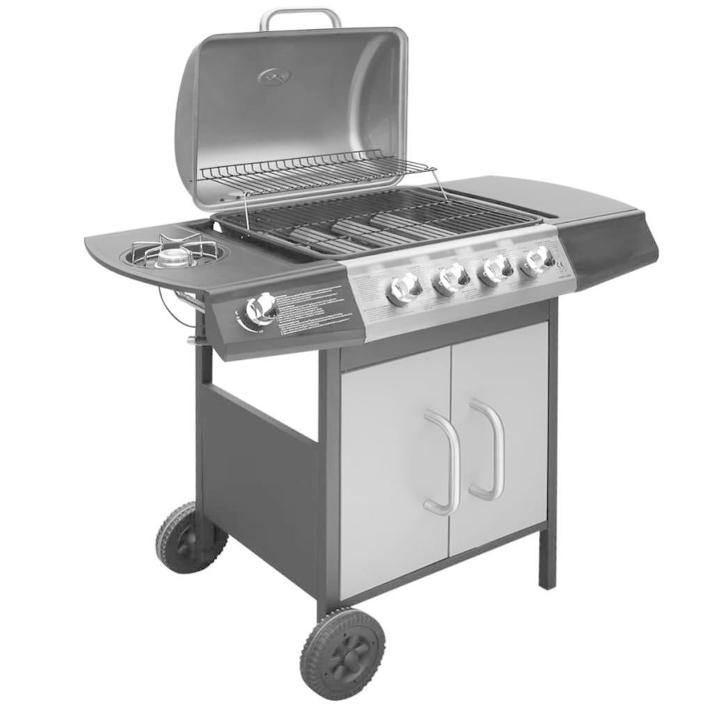 VidaXL Barbecue e Griglia a Gas 4+1 Fornelli Nero e Argento | Leroy Merlin