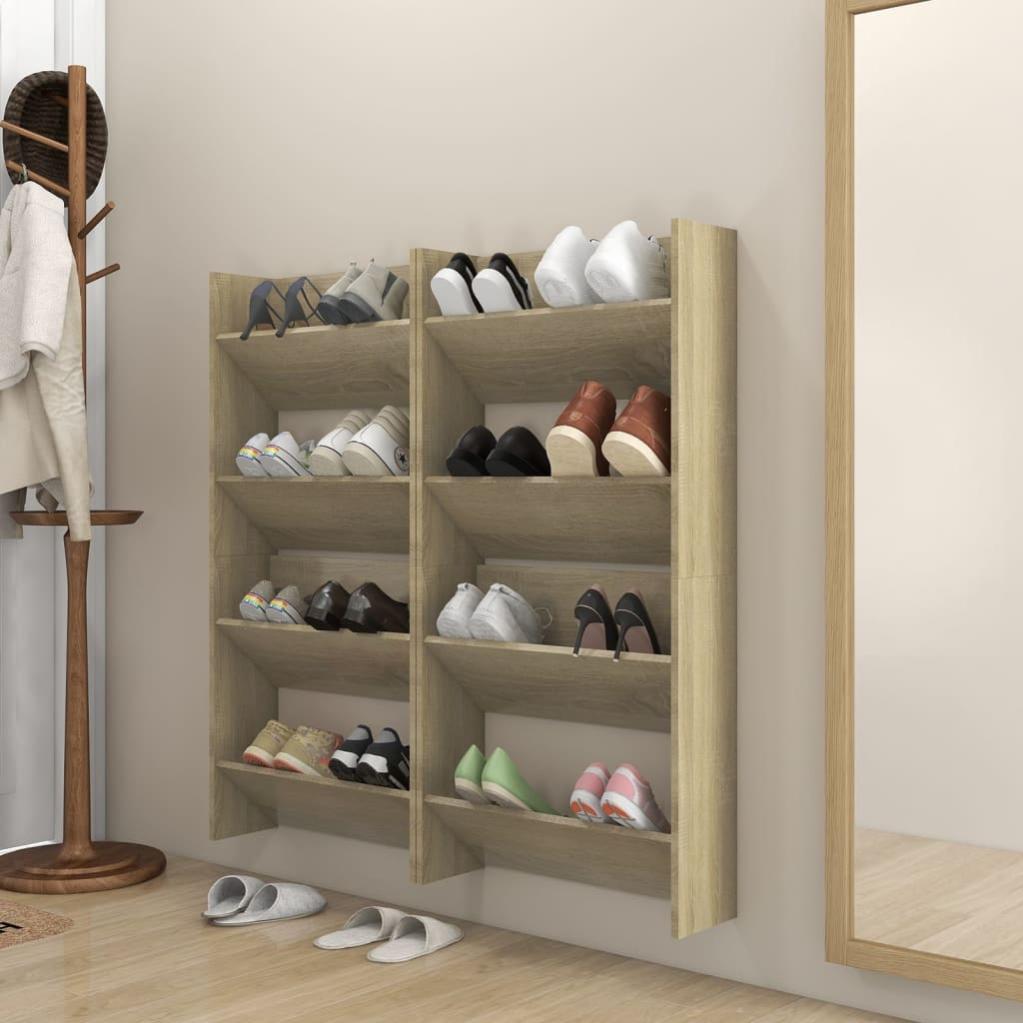 VidaXL Scarpiere a Muro 4pz Rovere Sonoma 60x18x60cm Legno Multistrato ...