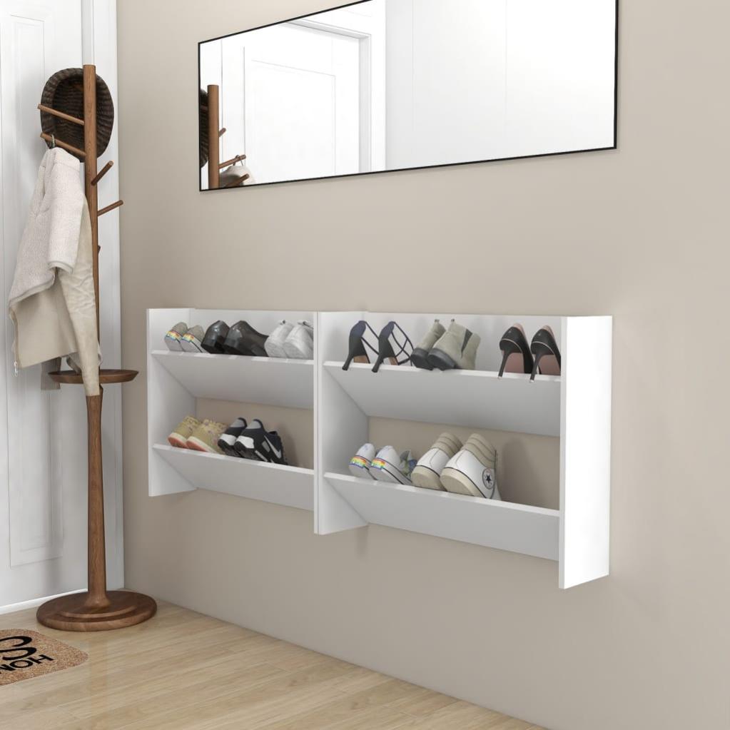 VidaXL Scarpiere a Muro 2 pz Bianche 80x18x60 cm in Truciolato | Leroy ...