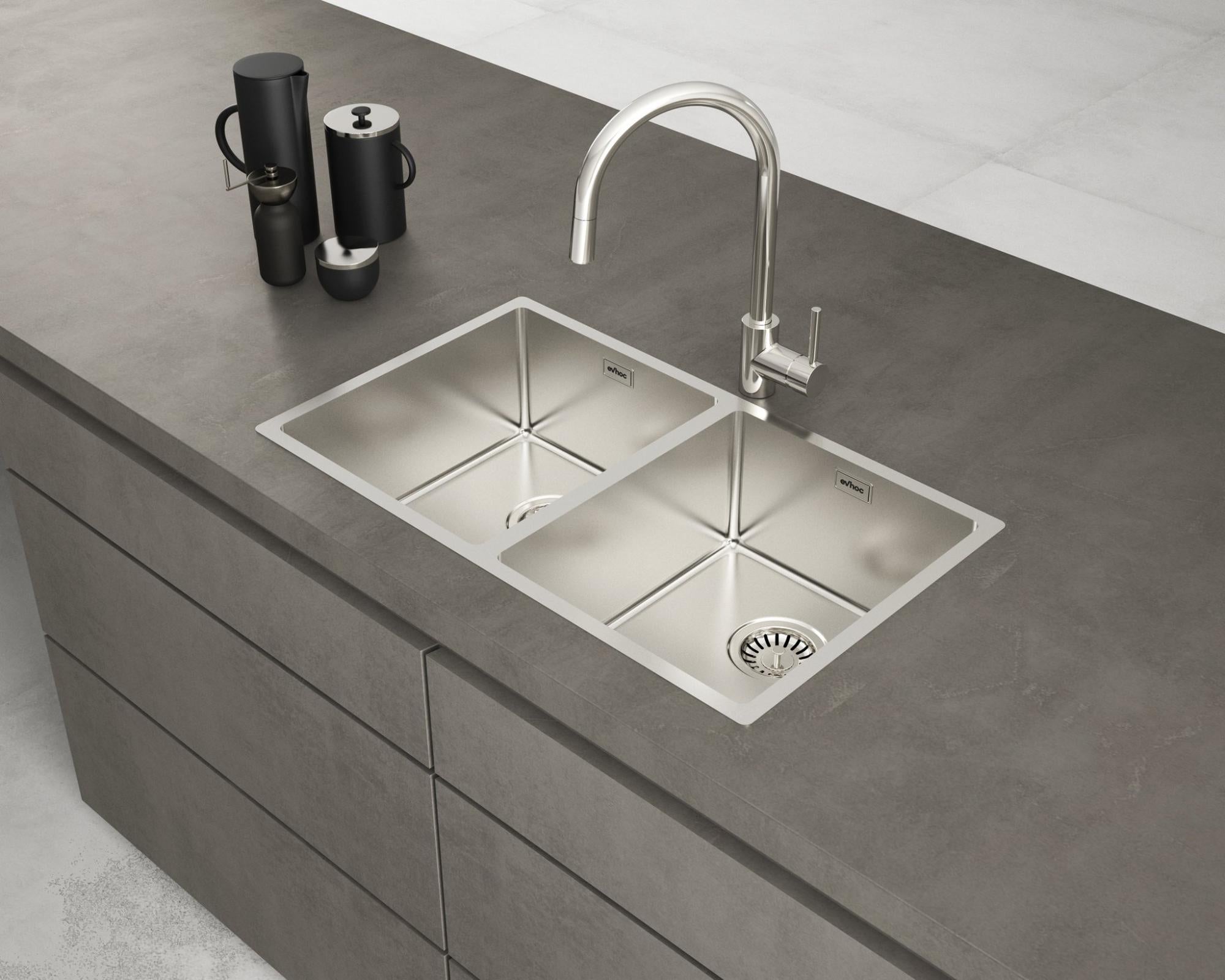 Lavello Serie Lumium 74x44 Cm Due Vasche Sopratop Acciaio Inox Aisi 304 ...