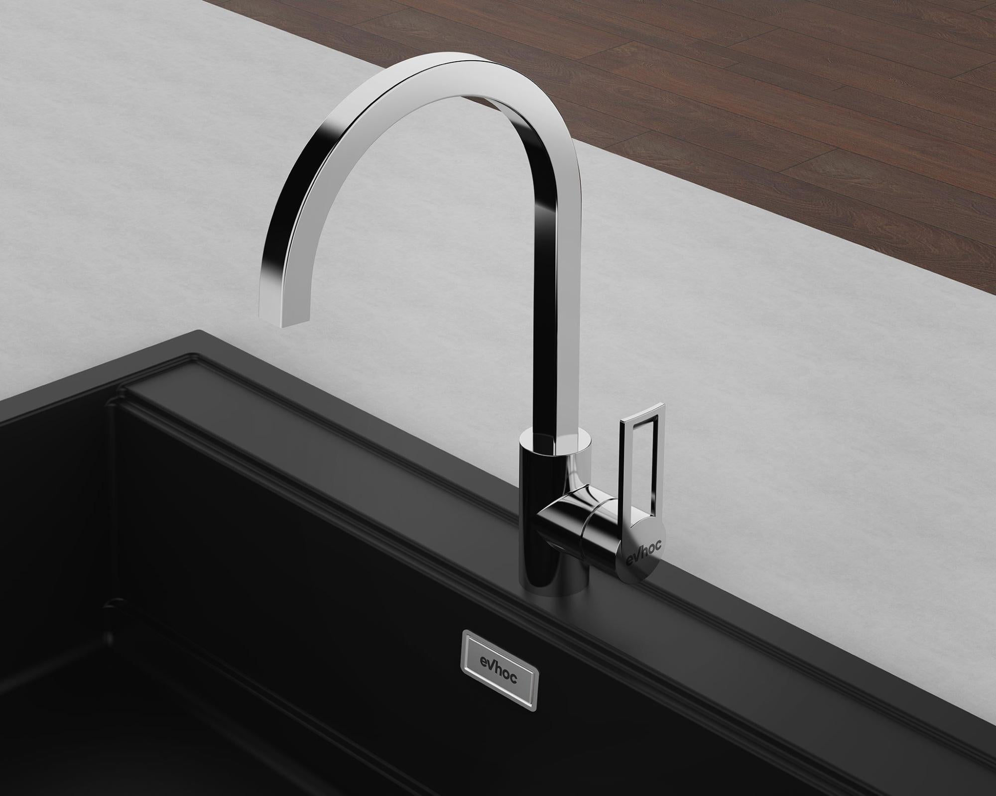 Miscelatore Evhoc VENUS con canna a ombrello squadrata e leva di comando rettangolare, cromato ...