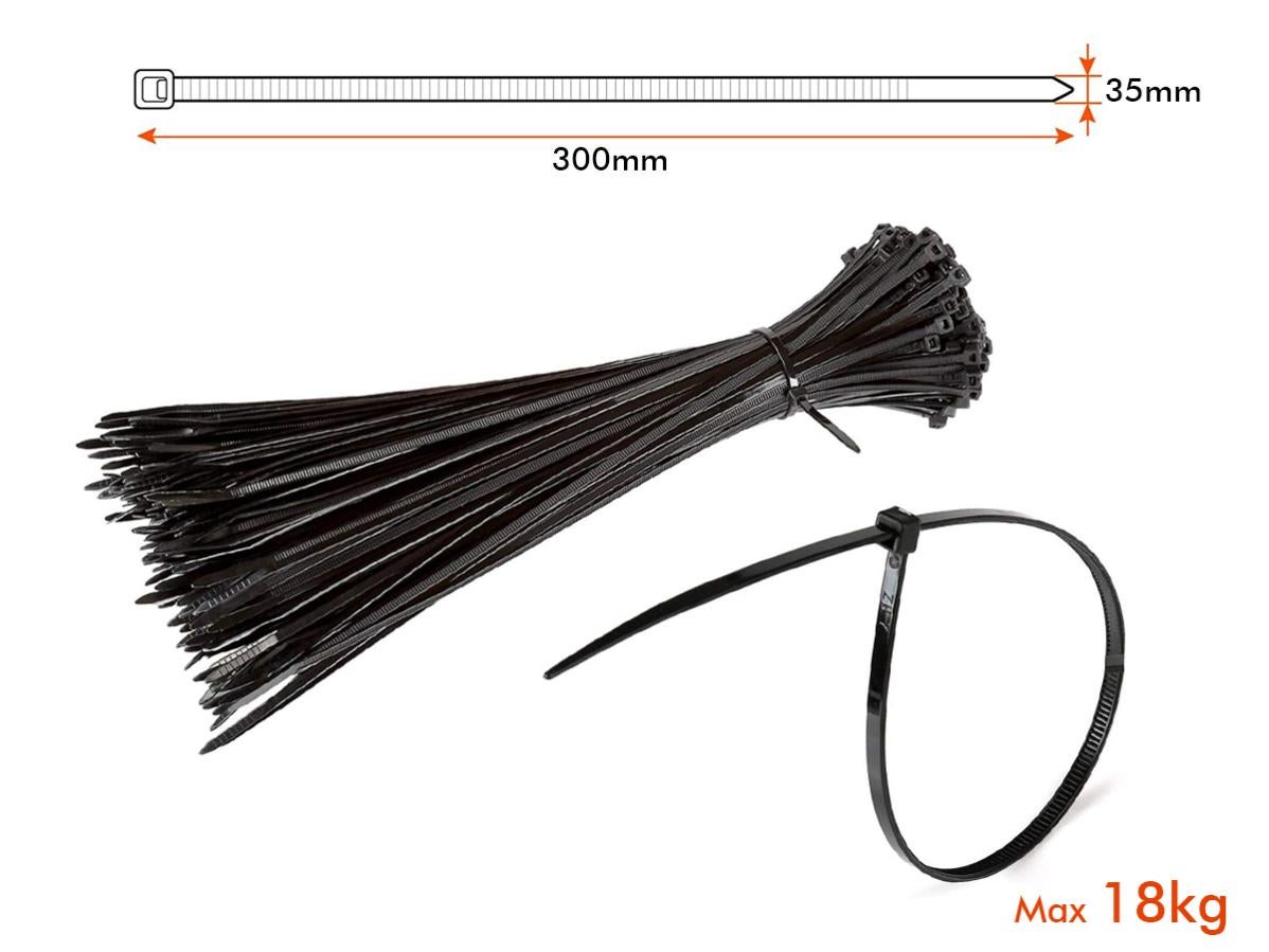 100 Fascette Cablaggio Stringicavo 3.5X300mm Colore Nero Per Legare ...