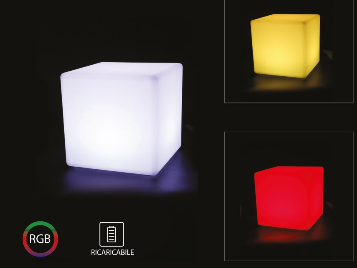 Cubo Luminoso Cube Light Con Lampada Luce Led RGBW Ricaricabile ...