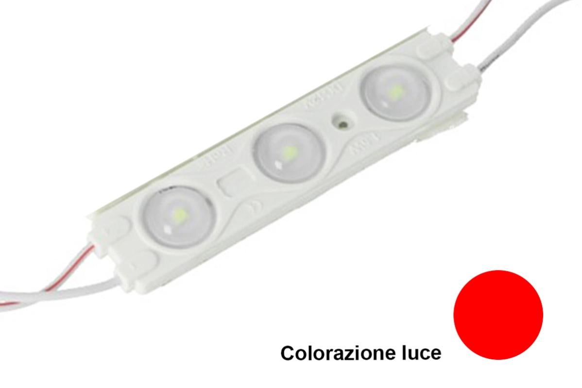 Modulo Mattone LED 3 SMD 2835 Colore Rosso 12V IP67 Con Lente ...