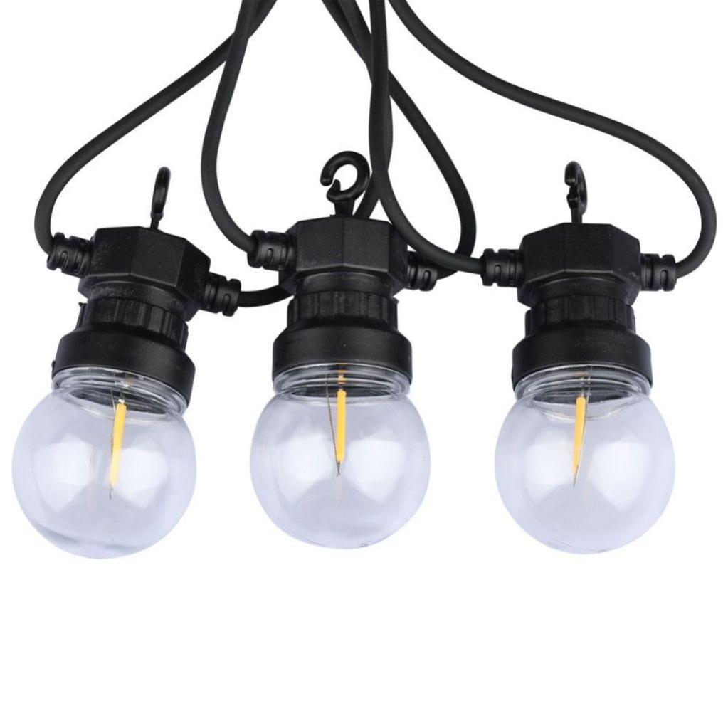 Catenaria 5m con 10 Lampadine mini Globo a Filamento LED 4W Colore Nero ...