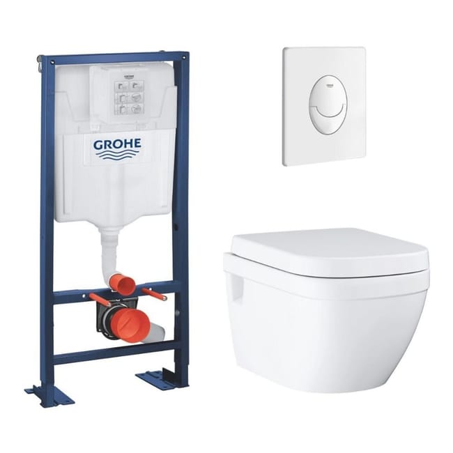 Grohe Pack WC suspendu sans bride Euro Ceramic + abattant + plaque ... Grohe Pack WC suspendu sans bride Euro Ceramic + abattant + plaque ...