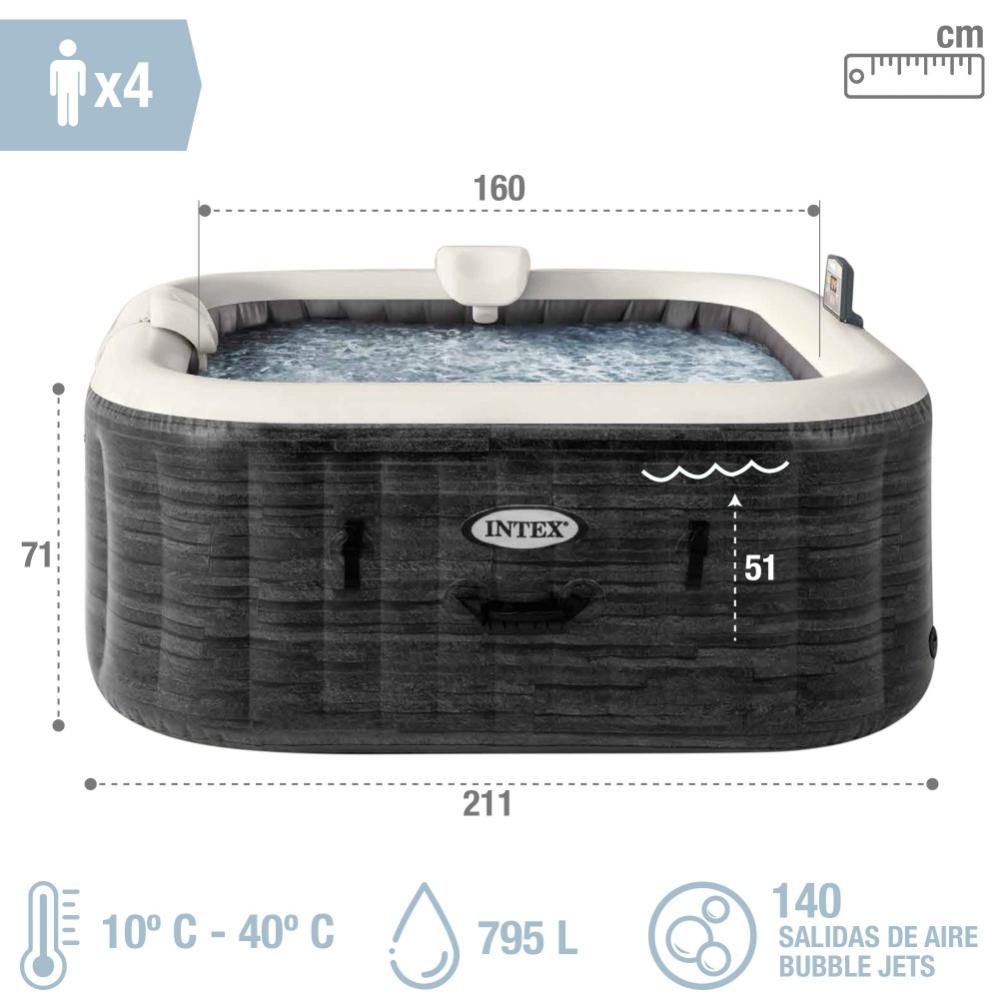 Jacuzzi hinchable Greystone Deluxe 4 personas 211x211 cm INTEX | Leroy ...