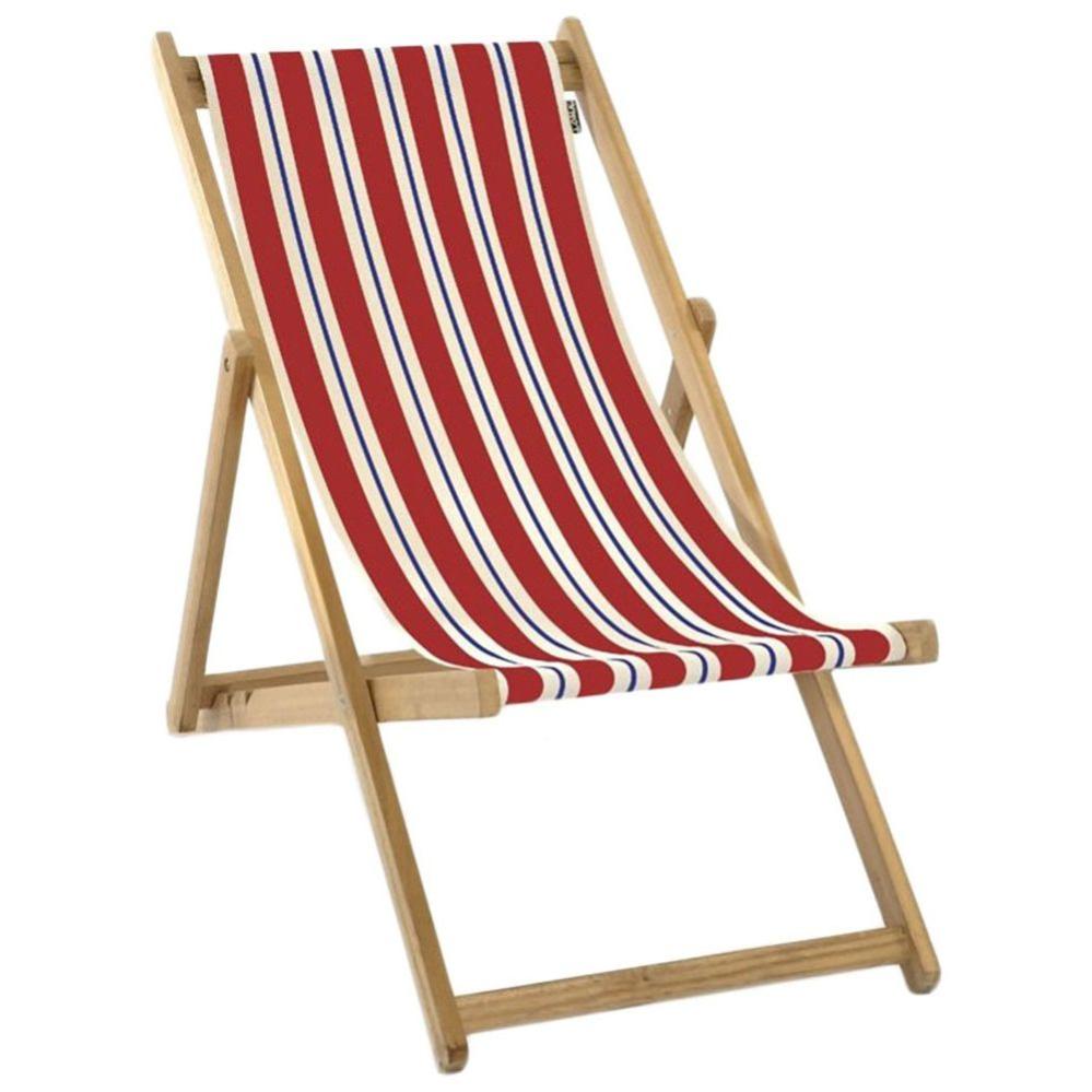Chilienne transat enfant bois d'eucalyptus tissu 100% coton Elvas rayé ...