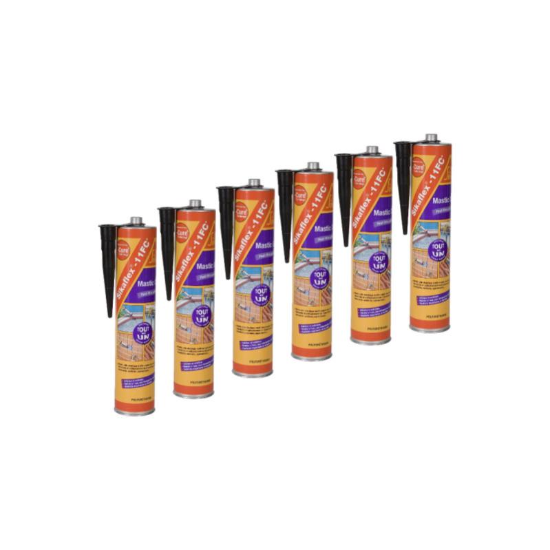 Lot de 6 mastics colle polyuréthane SIKA Sikaflex 11 FC Plus - Noir ...
