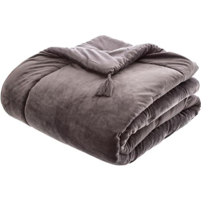 Trapunta in velluto Sonia - 80 x 180 cm - Grigio | Leroy Merlin