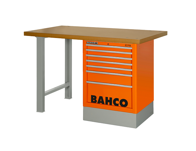 Etabli d'atelier en MDF 150 cm 8 tiroirs bleu avec 2 pieds 1495K8CBLWB15TD Bahco | Leroy Merlin