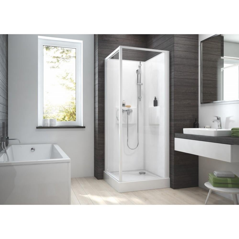 Cabine de douche carré 70x70cm porte pivotante verre transparent ...
